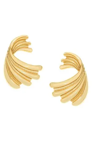 MARLYN SCHIFF Victoria Etched Wave Earrings - Gold