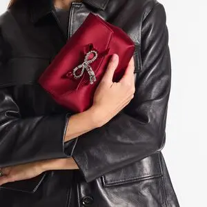 JIMMY CHOO Soft Bow Mini Bag With Crystal Bow - Ruby Red/silver