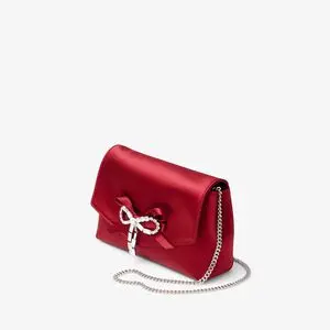 JIMMY CHOO Soft Bow Mini Bag With Crystal Bow - Ruby Red/silver