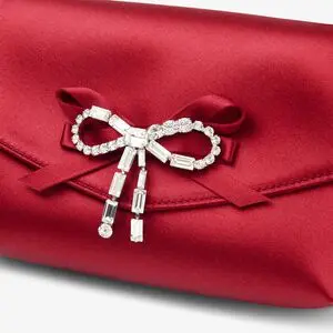 JIMMY CHOO Soft Bow Mini Bag With Crystal Bow - Ruby Red/silver