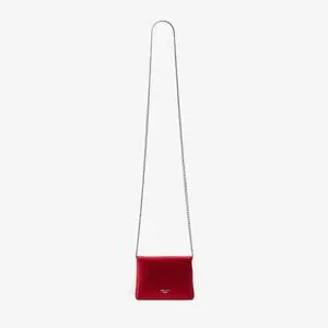 JIMMY CHOO Soft Card Holder With Chain Ruby Red Satin Cardholder With Crystal Bow - Ruby Red/silver