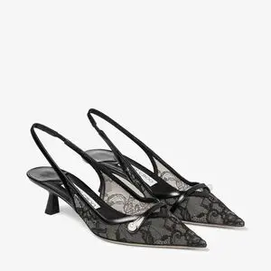 JIMMY CHOO Amita 45 Lace And Spazzolato Pumps - Black