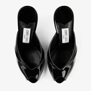 JIMMY CHOO Brigitte 100 Patent Leather Mules - Black