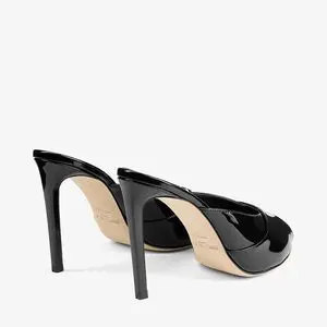 JIMMY CHOO Brigitte 100 Patent Leather Mules - Black