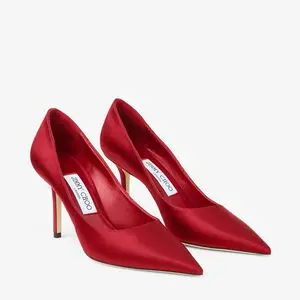 JIMMY CHOO Love 85 Satin Pumps - Ruby Red