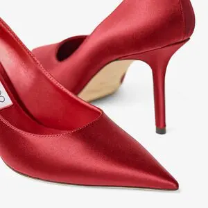 JIMMY CHOO Love 85 Satin Pumps - Ruby Red