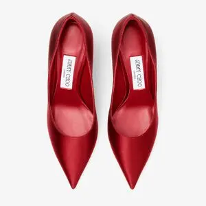 JIMMY CHOO Love 85 Satin Pumps - Ruby Red