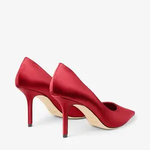 JIMMY CHOO Love 85 Satin Pumps - Ruby Red