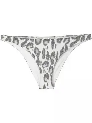 Stella McCartney Leopard-print Bikini Bottoms - Silver