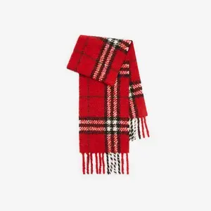 Burberry Check Alpaca Wool Blend Bouclé Scarf - Post Red