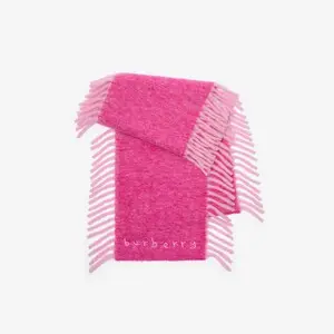 Burberry Alpaca Wool Blend Happy Scarf Bow Pink/jam Pink