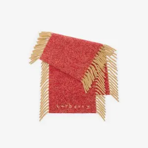 Burberry Alpaca Wool Blend Happy Scarf - Sand Beige/post Red
