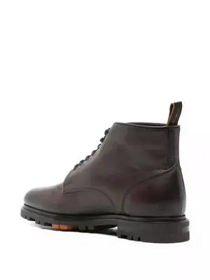 Santoni Lace-up Leather Boots - Brown