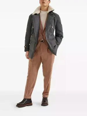 Brunello Cucinelli Double-breasted Coat With Shearling Collar