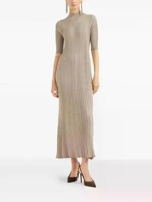 Brunello Cucinelli Mock-neck Midi Dress - Neutrals