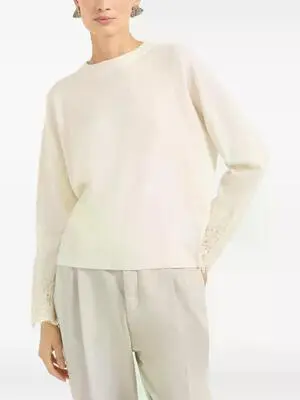 Brunello Cucinelli Lace-cuffs Sweater - Neutrals