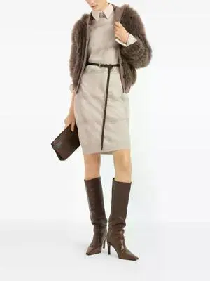 Brunello Cucinelli Midi Mock-neck Dress - Neutrals