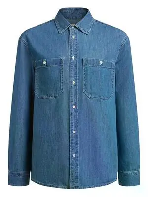 12 STOREEZ Pocket Lightweight Denim Shirt - Blue