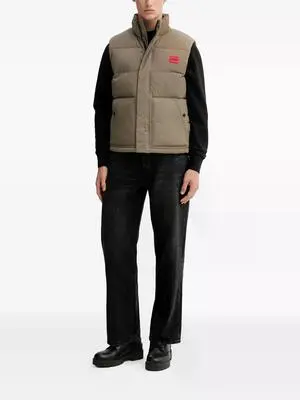 Hugo Padded Gilet With Logo Patch - Neutrals