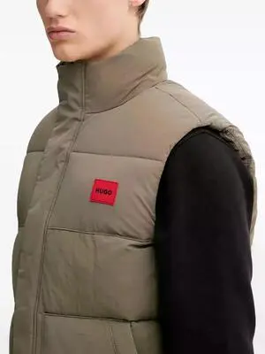 Hugo Padded Gilet With Logo Patch - Neutrals