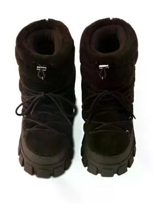 Prada Shearling Lace-up Ski Boots - Brown