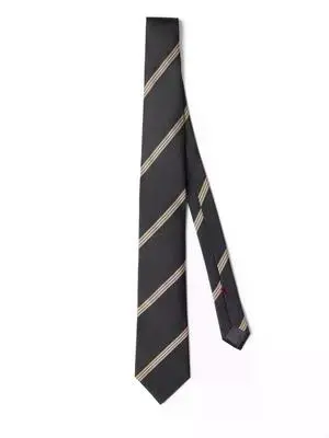 Brunello Cucinelli Striped Silk Neck Tie - Grey