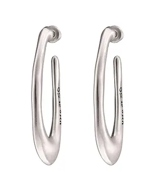 UNODE50 Sterling-plated Oval Hoop Earrings - Silver