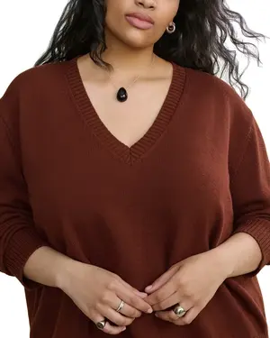 Jenni Kayne Simone V-neck Sweater - Rust