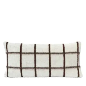 BLACKSAW Umi Heirloom Zero Dye Alpaca Throw Pillow, 23 X 11 - Ivory/coffee Grid