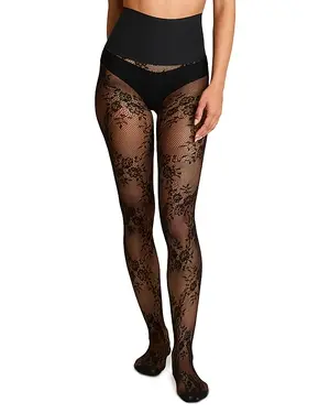 Commando Floral Net Tights - Black