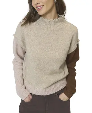 Central Park West Olivia Ruffle T-neck Sweater