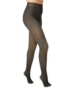 Hue Polka Dot Patterned Tights - Black