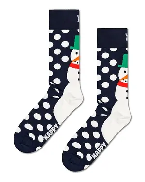 Happy Socks Jumbo Snowman Crew Socks - Navy