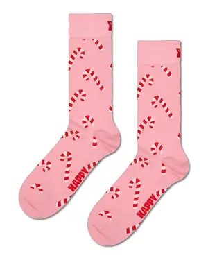 Happy Socks Candy Cane Crew Socks - Light Pink