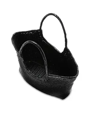 Dragon Diffusion Arched Diagonal Woven Leather Tote - Black