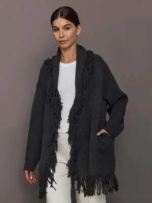 Carbon38 Tassel Shawl Collar Sweater
