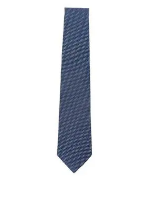 Kiton Polka Dot Print Silk Neck Tie - Blue