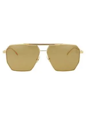 Bottega Veneta Full Rim Sunglasses - 008 Gold Gold Brown