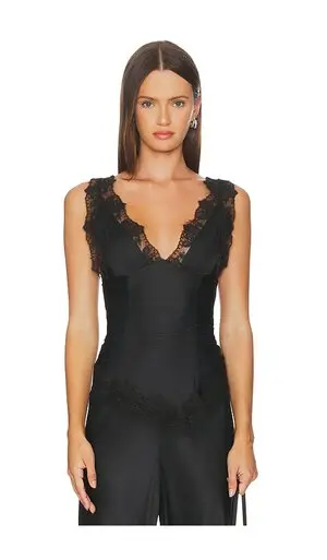 Black Lace Trim Tank Tops