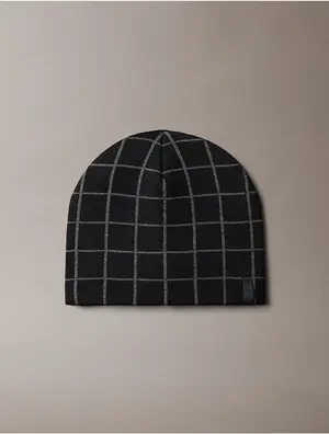 Calvin Klein Check Jacquard Beanie - Black