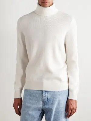 Brunello Cucinelli Ribbed Cashmere Rollneck Sweater - Neutrals