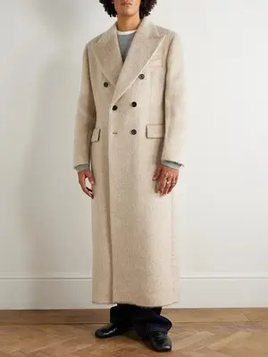 Dolce & Gabbana Double-breasted Mohair-blend Coat - Neutrals