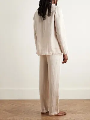 Derek Rose Sicily 1 Linen Pyjama Set - Neutrals