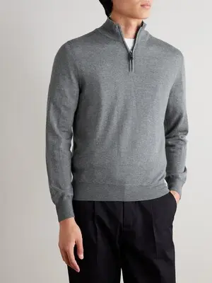 Canali Wool Half-zip Sweater - Gray