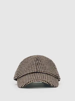 REISS Wool-blend Houndstooth-check Cap - Brown