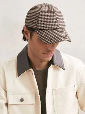 REISS Wool-blend Houndstooth-check Cap