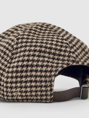 REISS Wool-blend Houndstooth-check Cap
