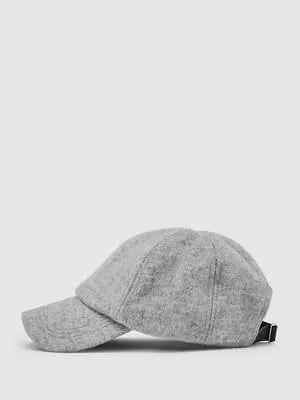 REISS Wool-blend Baseball Cap - Soft Grey