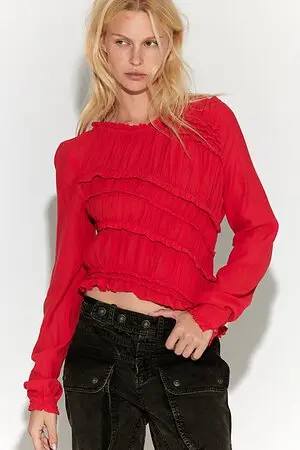 Red Ruched Blouses