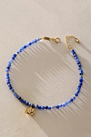 SATYA JEWELRY Fp X Satya Gold Plated Beaded Anklet - Blue
